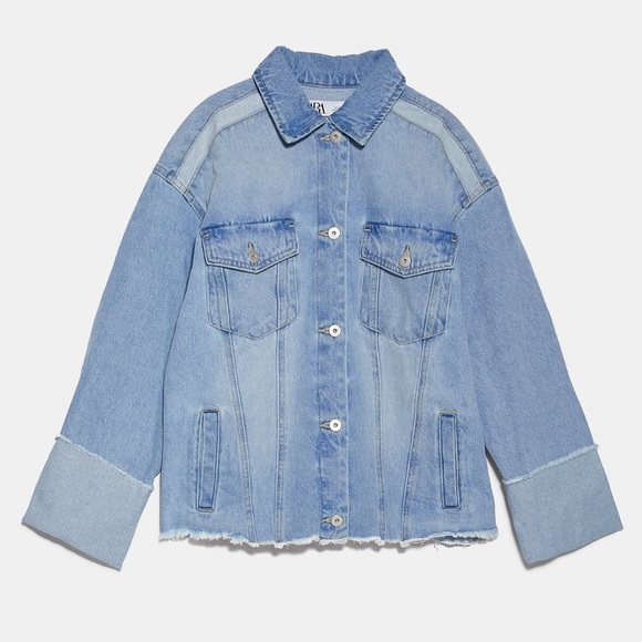 Zara | Jackets & Coats | Nwt Zara Frayed Hem Denim Shirt Jacket Shacket ...